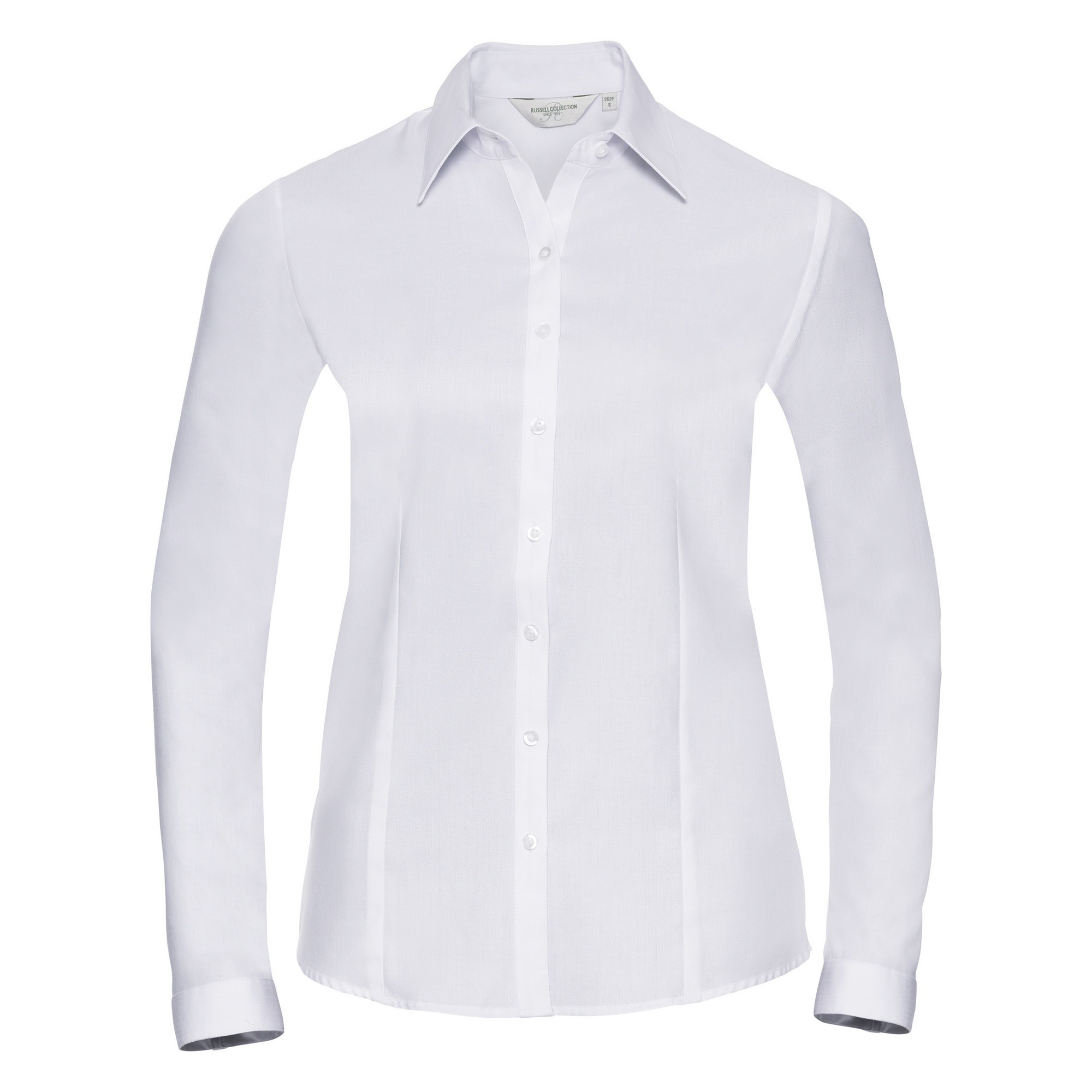 Russell Dames/Dames Visgraat Werkshirt met lange mouwen (Wit)