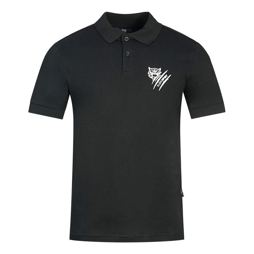 Plein Sport Tiger Slash-logo zwart poloshirt