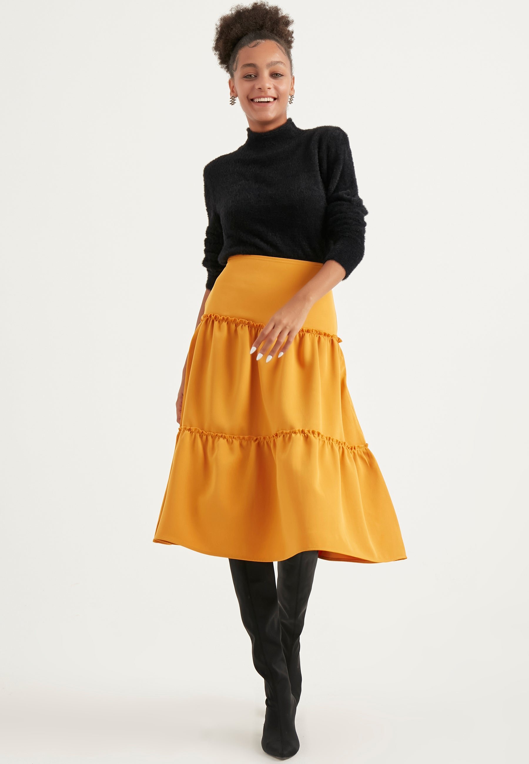 Gele Relax Maxi A-Lijn Rok