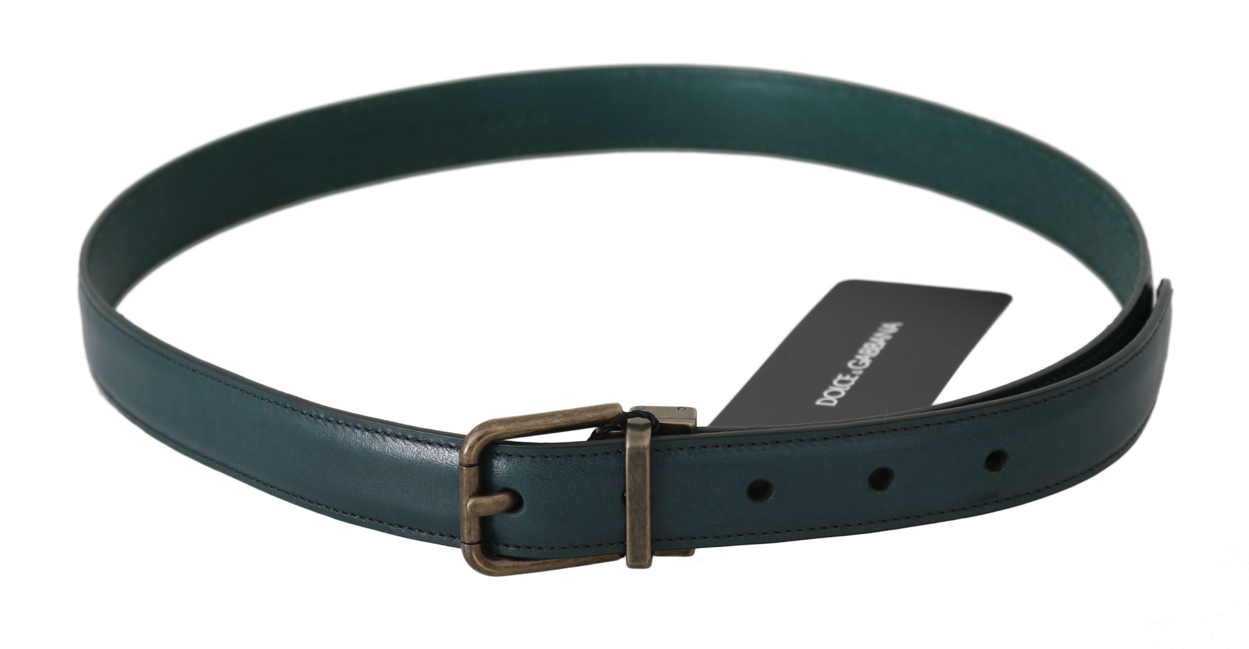 Dolce & Gabbana Mannen Groen Kalfsleer Gouden Gesp Riem