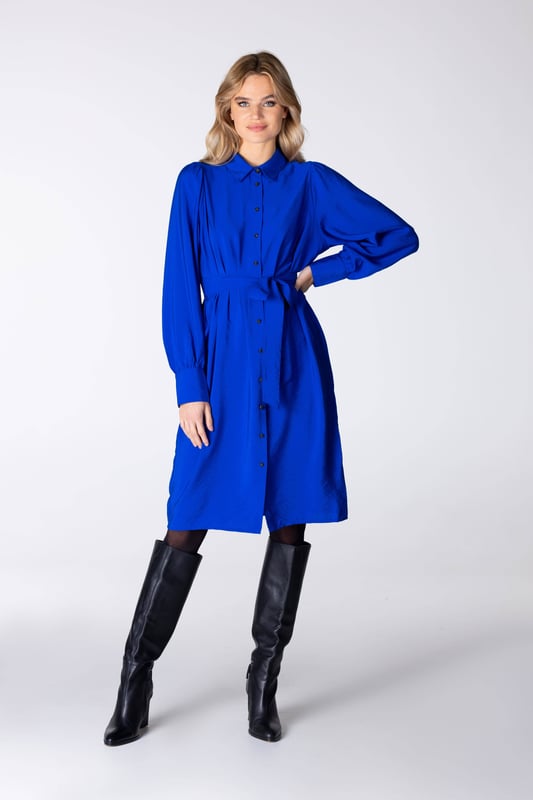 Juffrouw Jansen blousejurk Parker met ceintuur blauw