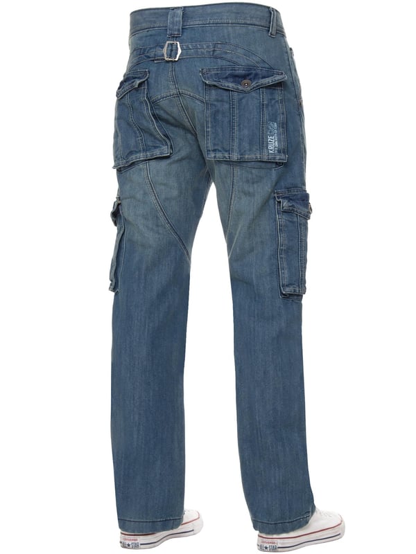 Kruze | Cargo-combat-jeans voor heren - blauw