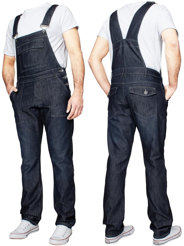 Enzo | Denim overall voor heren, donkerblauw