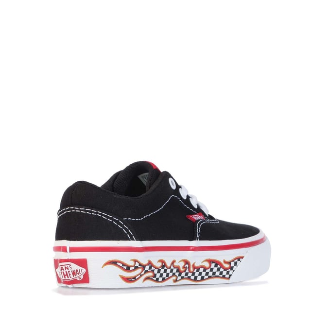 Boy's Vans Childrens Doheny Flame Check Trainers in Black-White