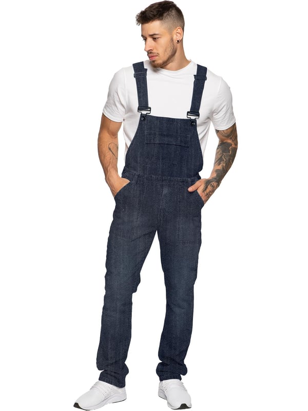 Enzo | Denim overall voor heren, donkerblauw