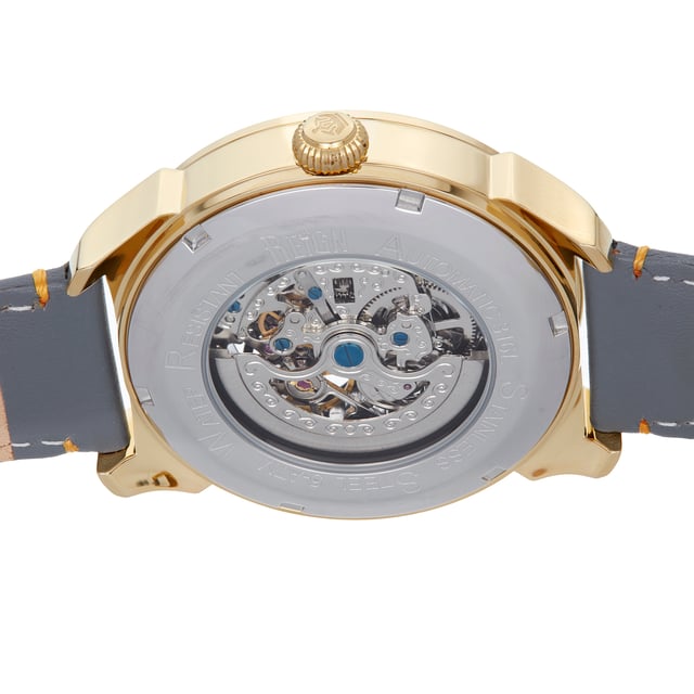 Reign Weston Automatisch horloge met geskeletteerde lederen band - Goud ...